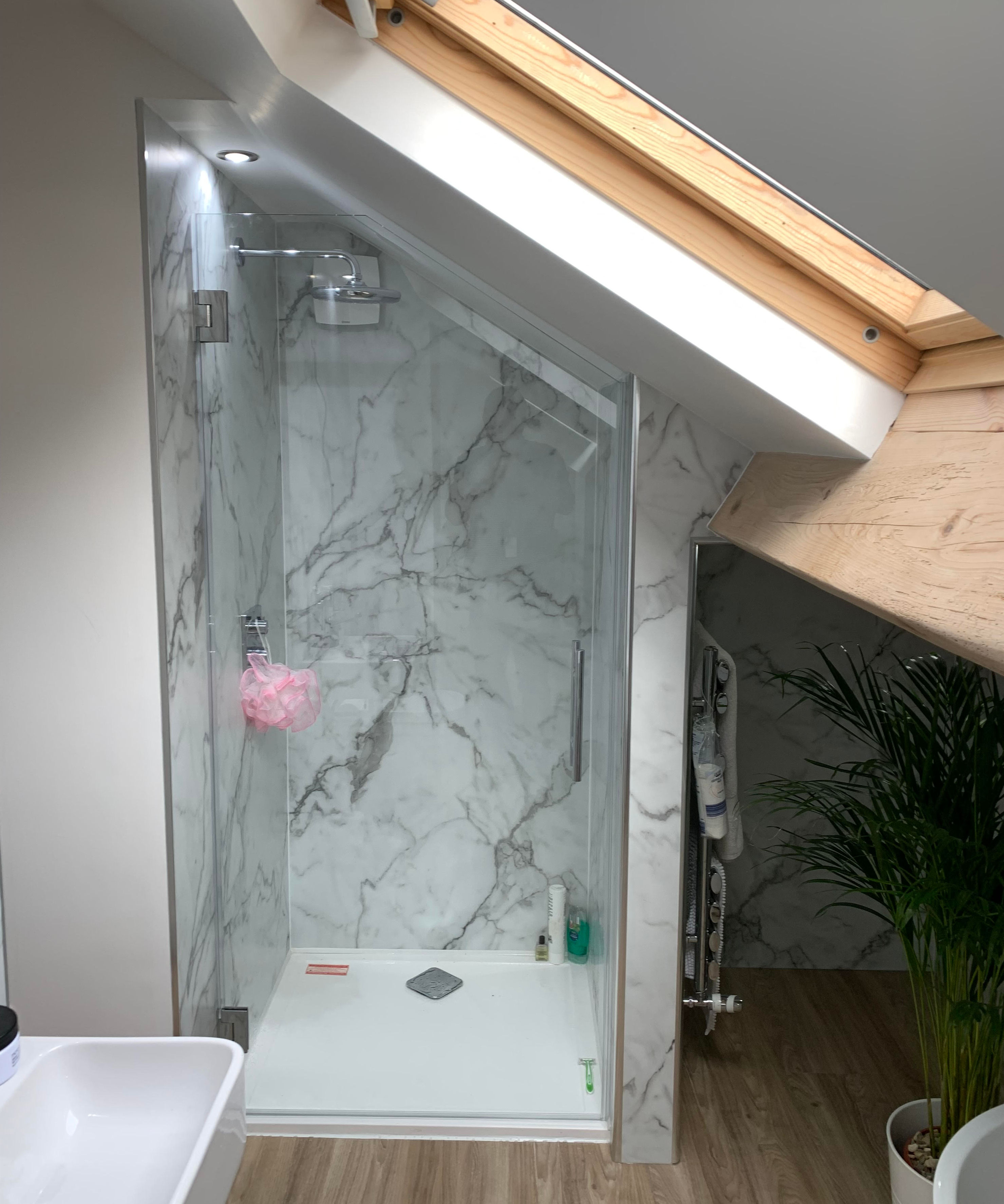 Bespoke Sloping Corner Cut Off Custom Shower Door
